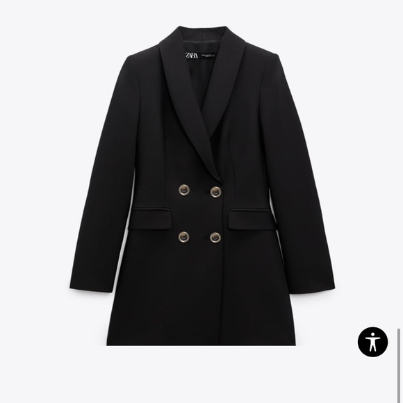 Zara | Jackets & Coats | Zara Double Breasted Mini Dress Balmain Style ...